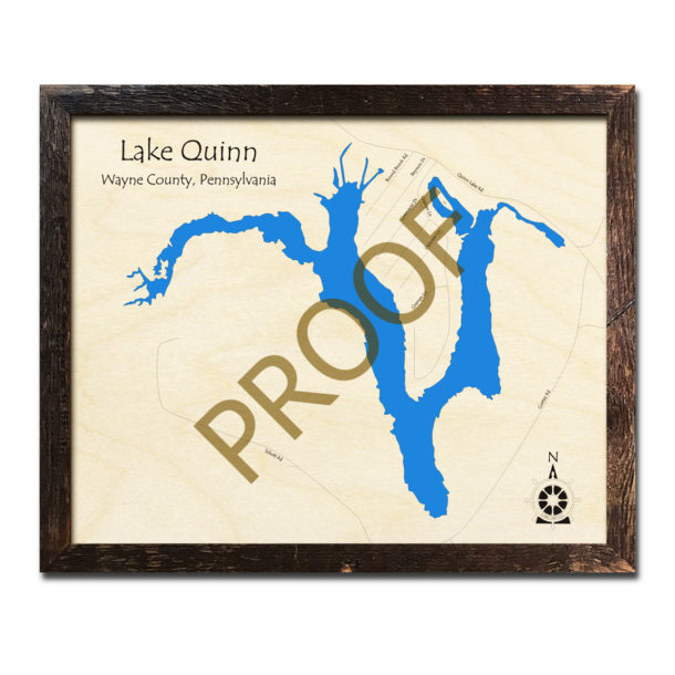 Newton Lake, PA 3D Wood Maps