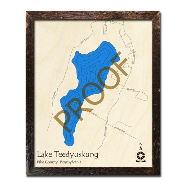 Lake Winola, PA 3D Nautical Wood Maps