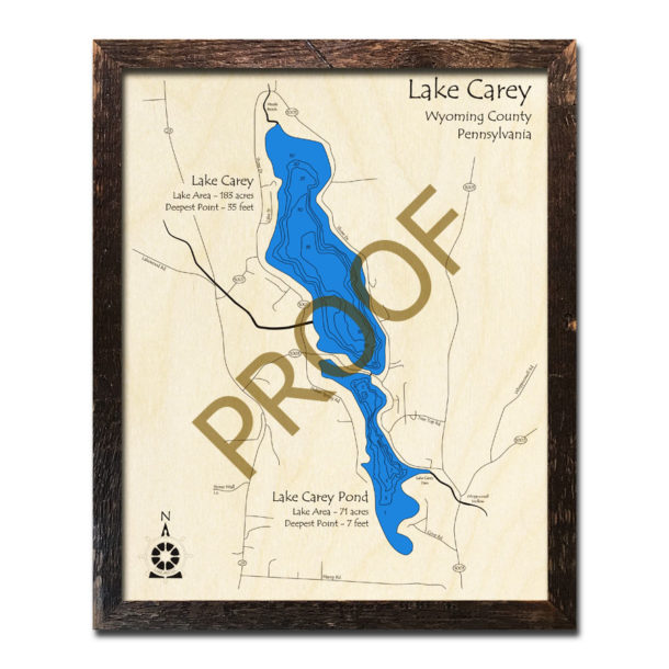 Newton Lake, PA 3D Wood Maps