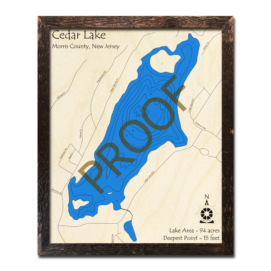 Lake Mohawk, New Jersey 3D Nautical Wood Maps
