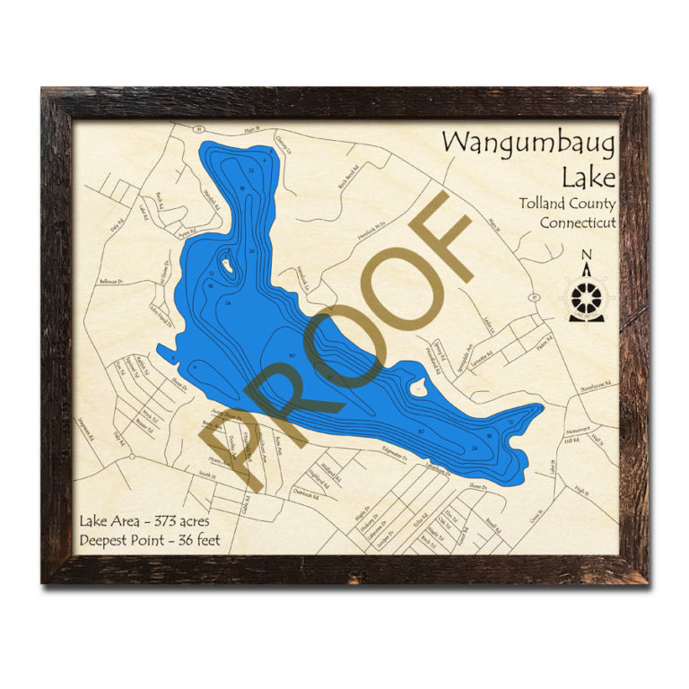 Alexander Lake, CT 3D Wood Maps, Nautical Charts