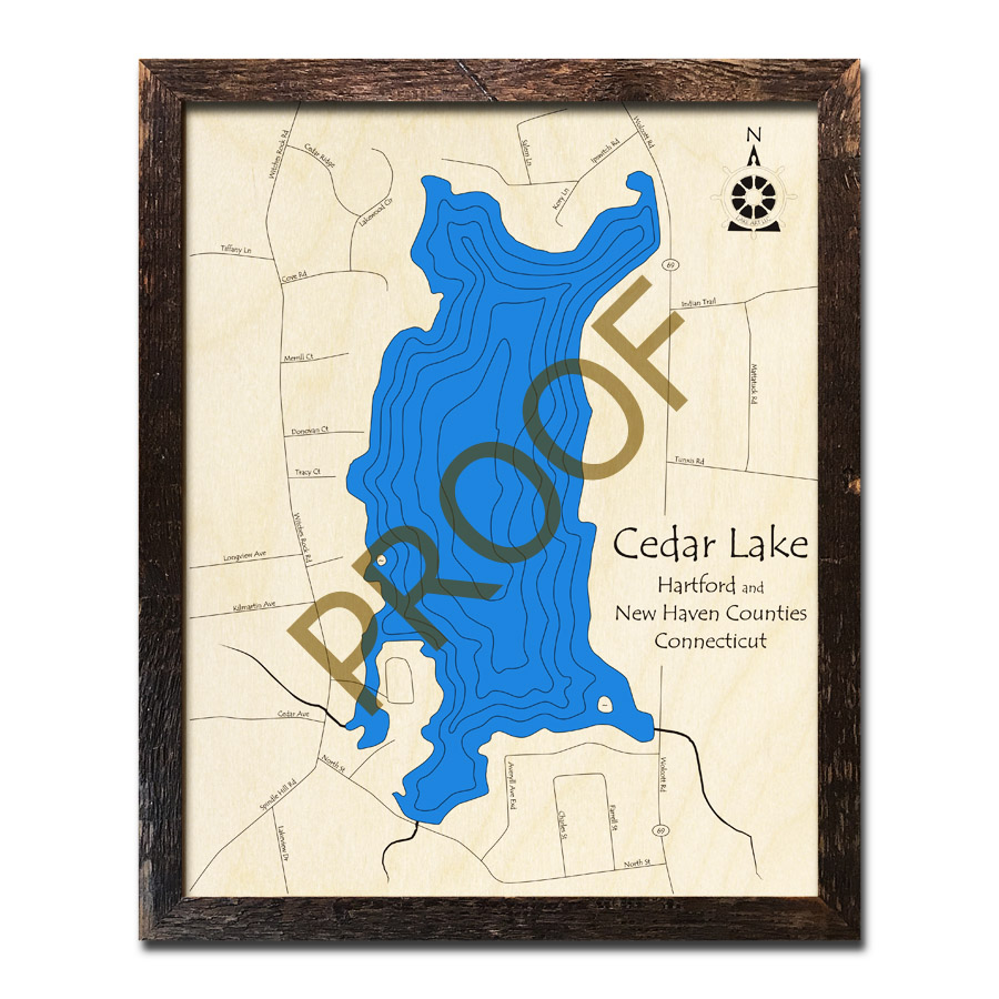 Lake Lillinonah, CT 3D Wood Maps, Nautical Charts