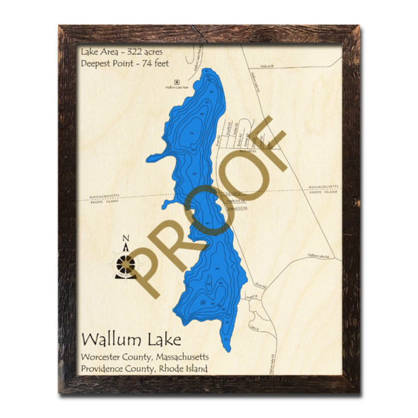 White Pond, MA 3D Wood Maps