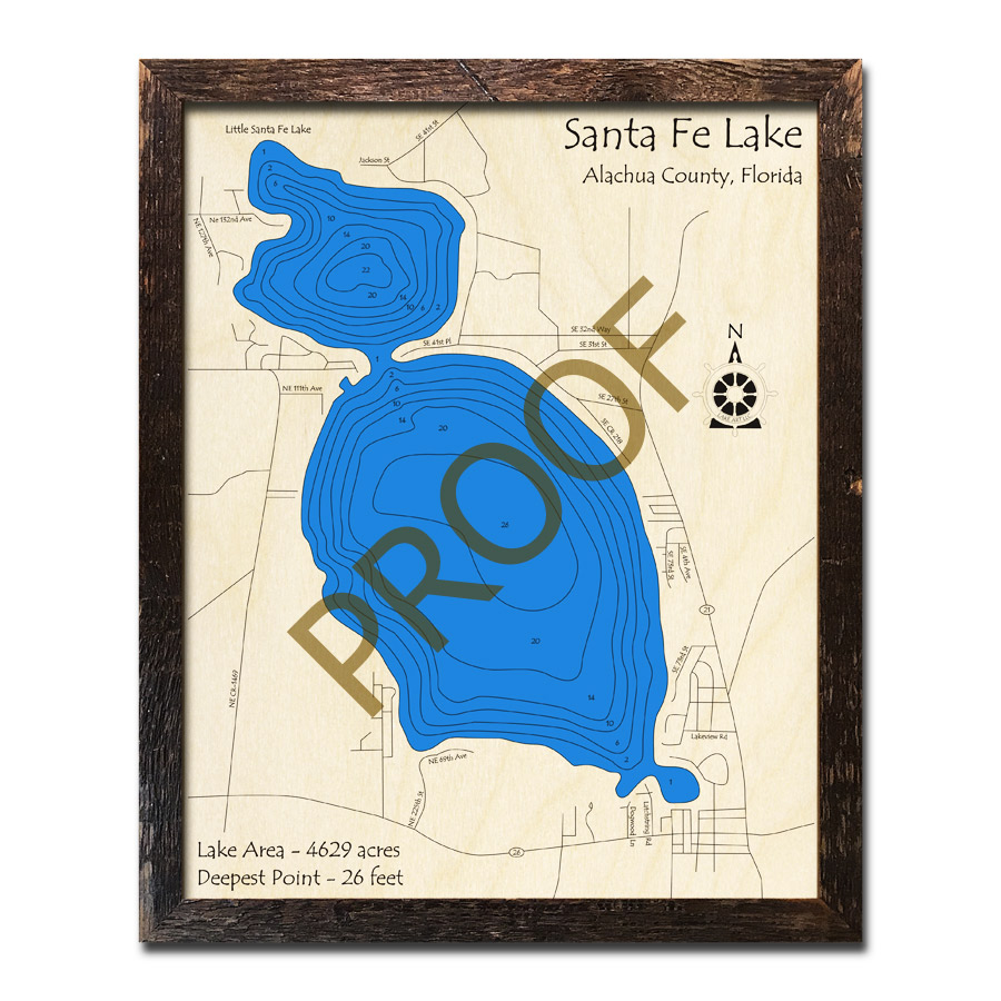 Florida Topographic Map Lake Halifax River 3D Custom Wood Map – Lake