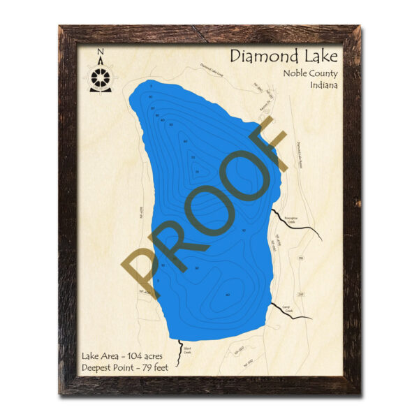 Rocky Fork Lake, IN Wood Map | 3D Nautical Wood Charts