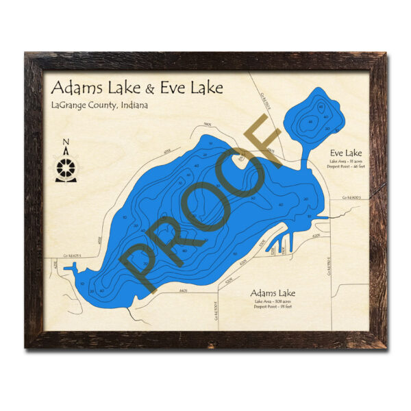 Lake Maxinkuckee, IN Wood Map | 3D Nautical Wood Charts