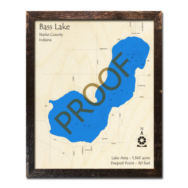 Lake Latonka, IN Wood Map | 3D Nautical Wood Charts