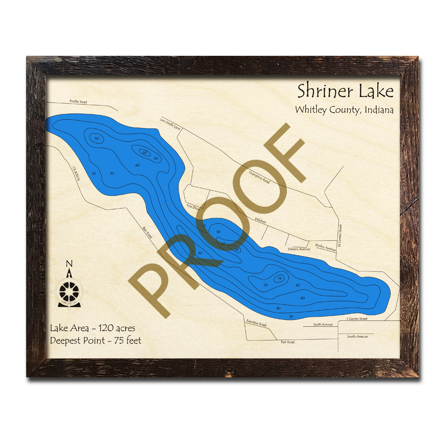 Shriner Lake, IN Wood Map | 3D Nautical Wood Charts