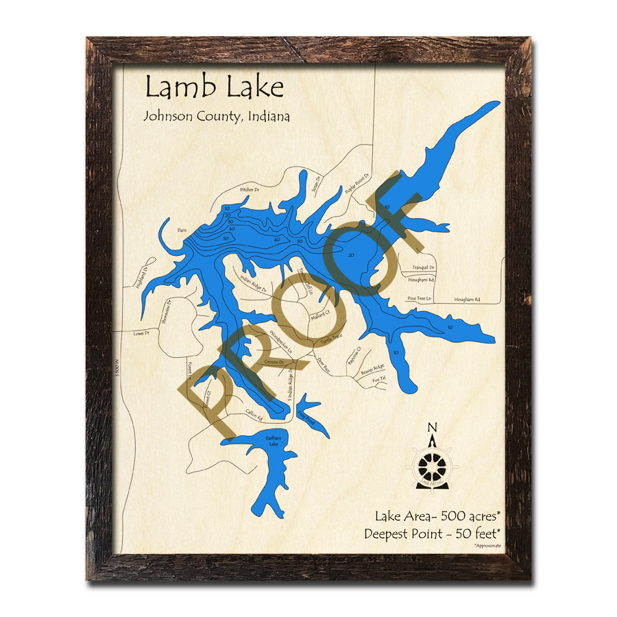 Lamb Lake, IN Wood Map | 3D Nautical Wood Charts