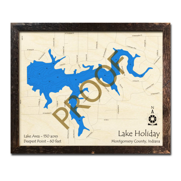 Lake Holiday, IN Wood Map | 3D Nautical Wood Charts