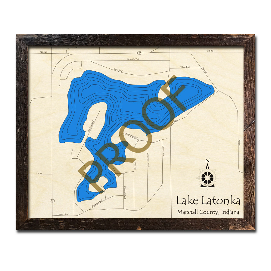 Lake Latonka, IN Wood Map | 3D Nautical Wood Charts