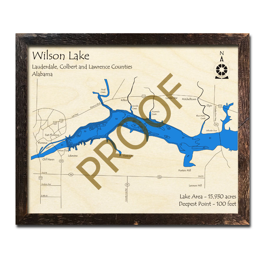 Wilson Lake, AL Wood Map | 3D Nautical Wood Charts