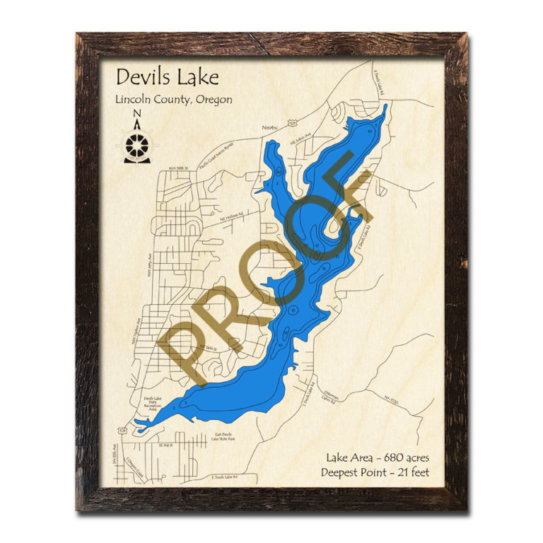 Devils Lake, OR Wood Map | 3D Nautical Wood Charts
