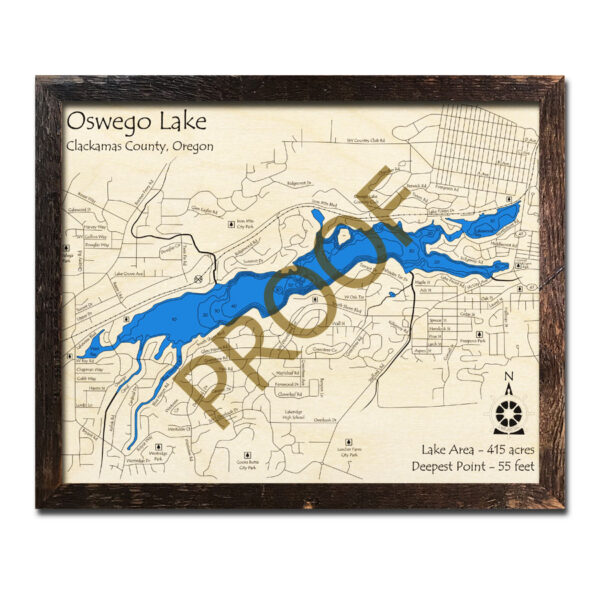 Lake Oswego, OR Wood Map | 3D Nautical Wood Charts