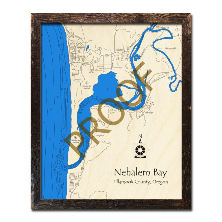 Nehalem Bay, OR Wood Map | 3D Nautical Wood Charts