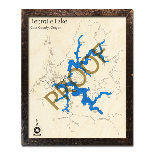 Tenmile Lake, OR Wood Map | 3D Nautical Wood Charts