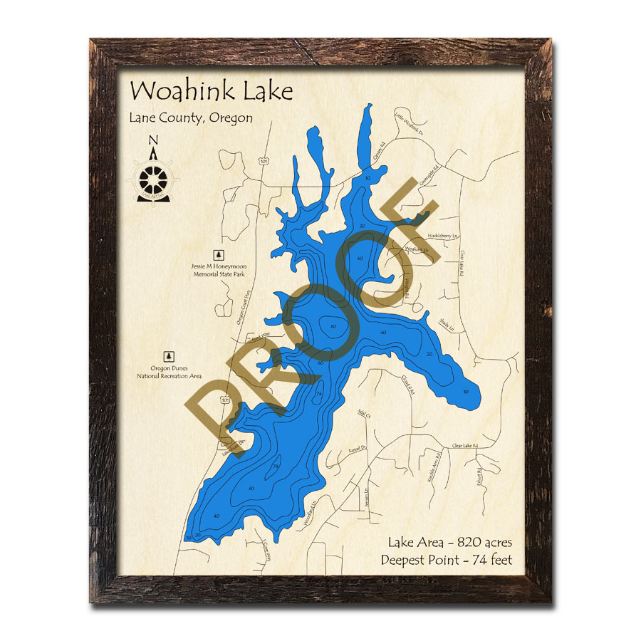 Woahink Lake, OR Wood Map | 3D Nautical Wood Charts