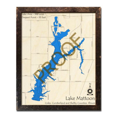 Lake Mattoon, IL Wood Map | 3D Nautical Wood Charts