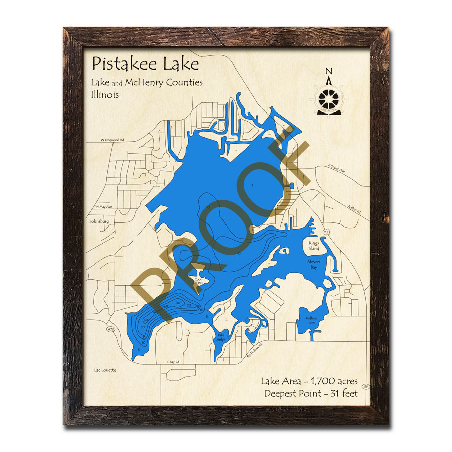 Pistakee Lake, IL Wood Map | 3D Nautical Wood Charts
