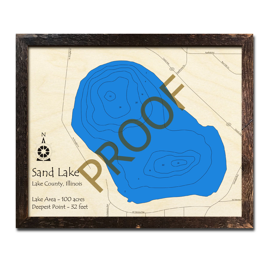 Sand Lake, IL Wood Map | 3D Nautical Wood Charts