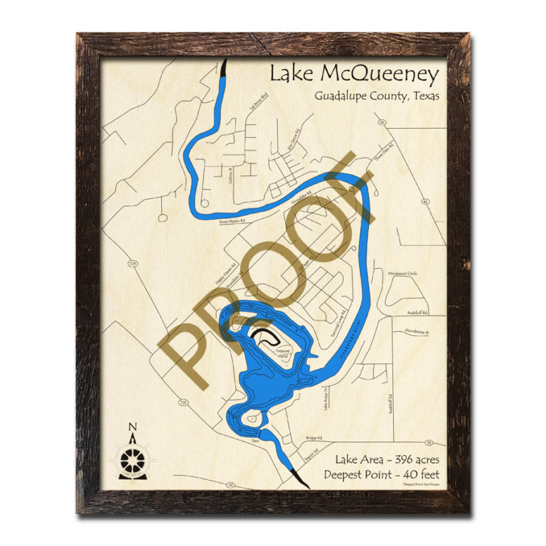 Lake Travis, Texas 3D Wooden Map | Topographic Wood Chart