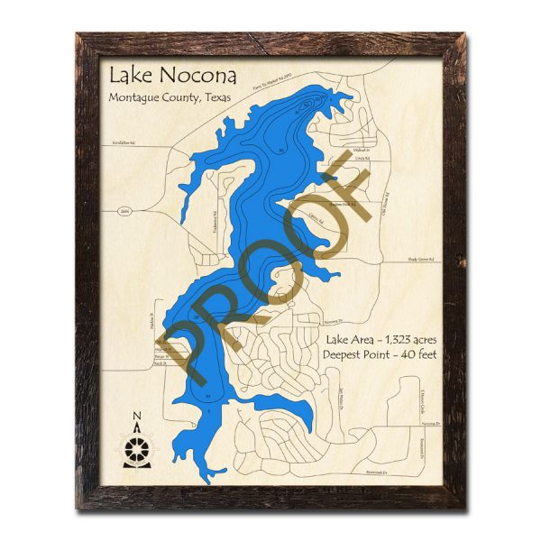 Lake Whitney, Texas 3D Wooden Map | Topographic Wood Chart