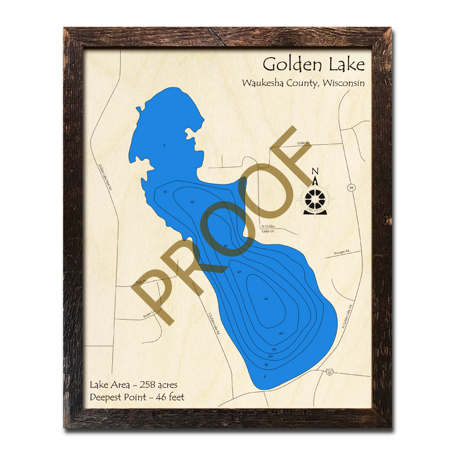 Golden Lake, WI Wood Map | 3D Nautical Wood Charts