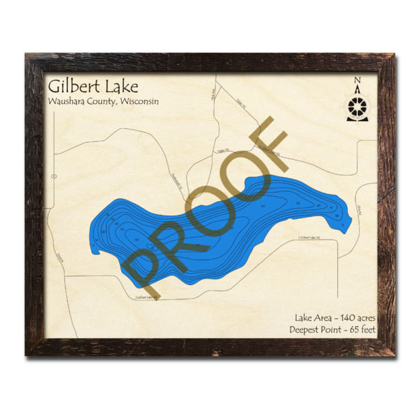 Gilbert Lake, WI Wood Map | 3D Nautical Wood Charts