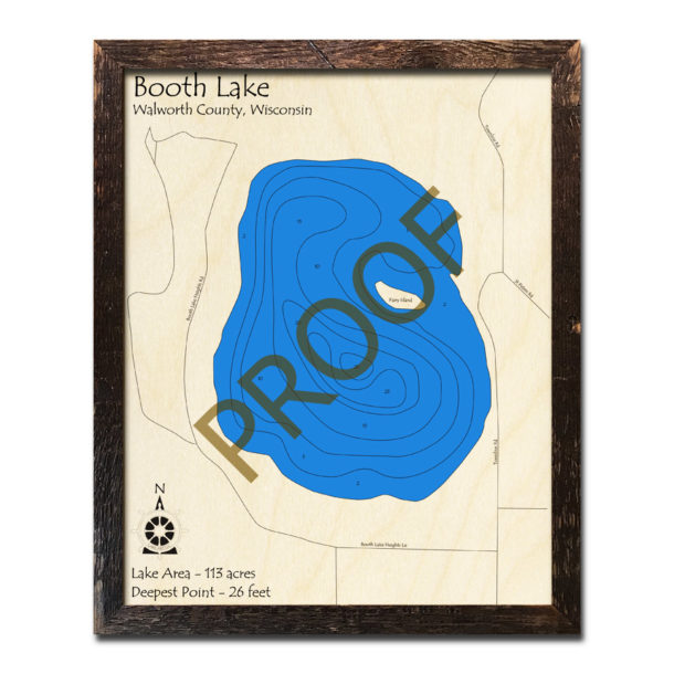 Booth Lake, WI Wood Map | 3D Nautical Wood Charts