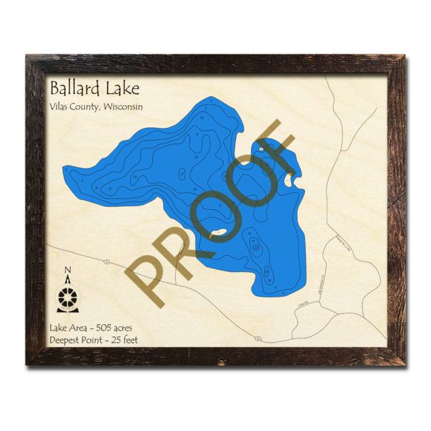 Ballard Lake, WI Wood Map | 3D Nautical Wood Charts