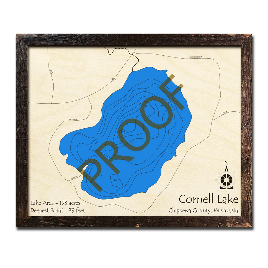 Cornell Lake, WI Wood Map | 3D Nautical Wood Charts