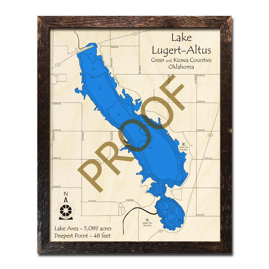 Lake Lugert-Altus, OK Wood Map | 3D Nautical Wood Charts