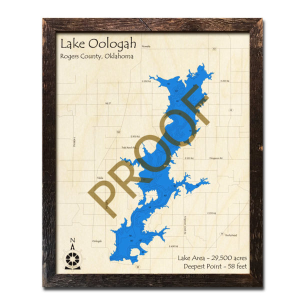 Lake Oologah, OK Wood Map | 3D Nautical Wood Charts