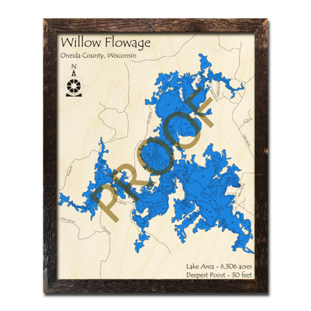 Willow Flowage, WI Wood Map | 3D Nautical Wood Charts
