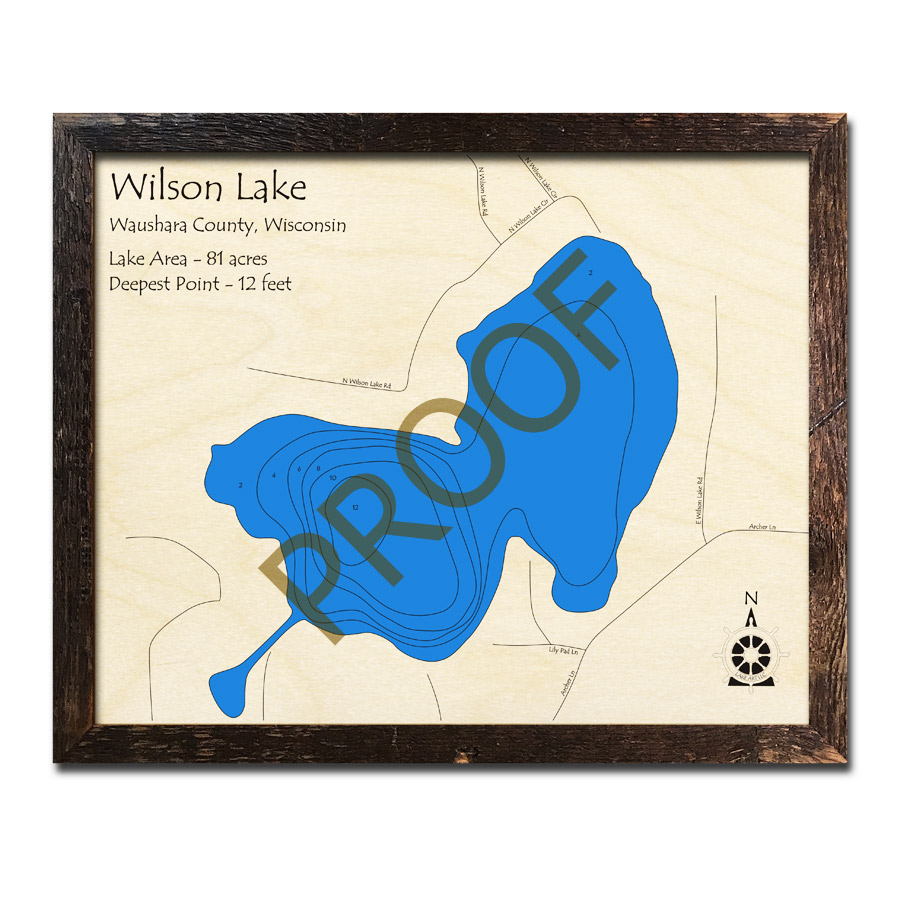 Wilson Lake, WI Wood Map | 3D Nautical Wood Charts