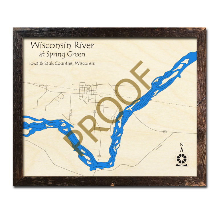Wisconsin River (Spring Green Region), WI Wood Map | 3D Nautical Wood ...