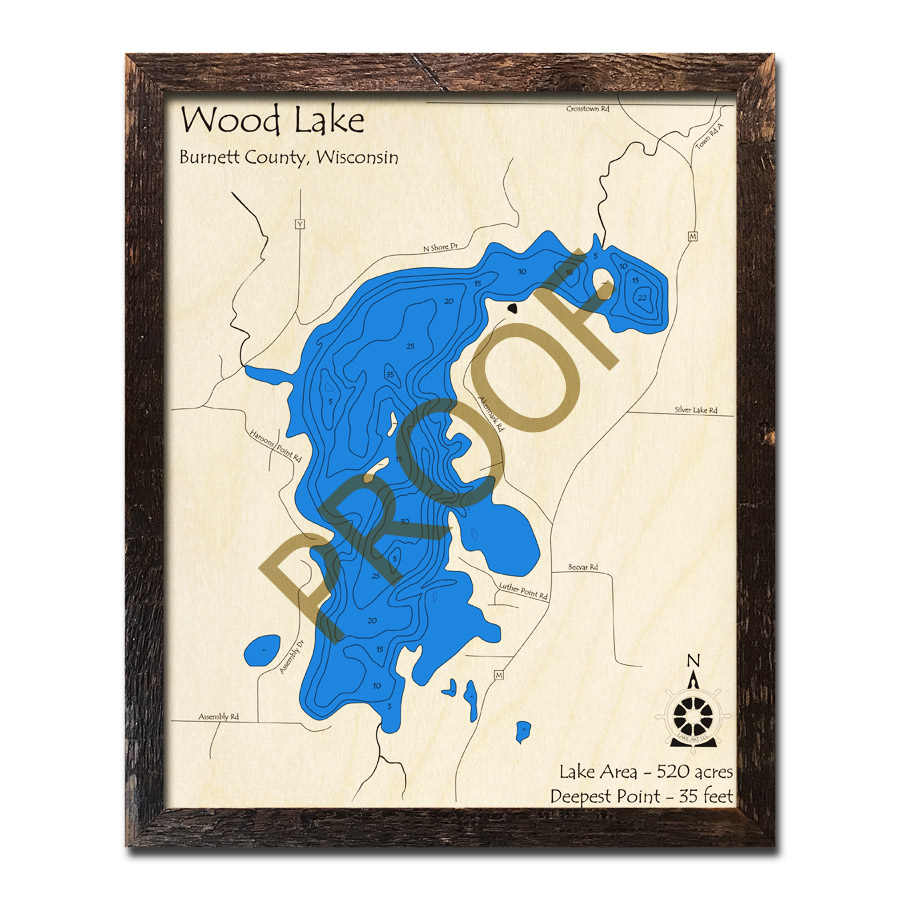 Lake Depth Map Of The Ozarks Lake Of The Ozarks, Missouri 3D Wooden