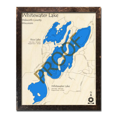 Whitewater Lake, WI Wood Map | 3D Nautical Wood Charts