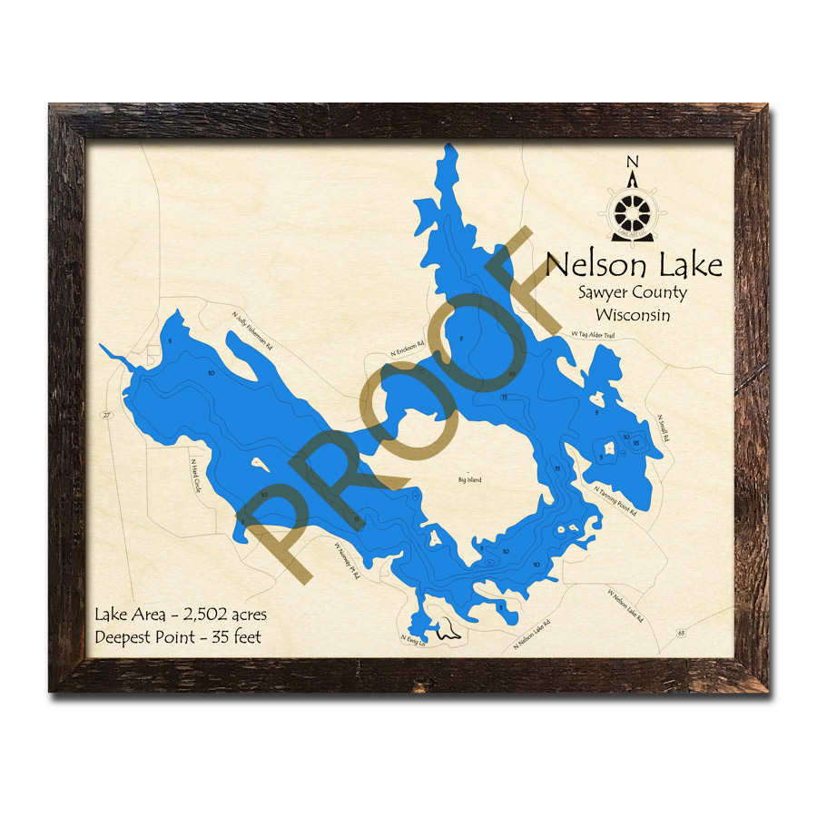 Nelson Lake, WI Wood Map | 3D Nautical Wood Charts