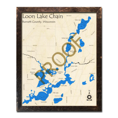 Loon Lake Chain of Lakes, WI Wood Map | 3D Nautical Wood Charts