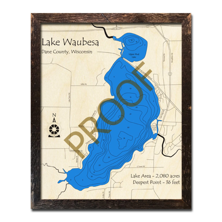 Lake Waubesa, WI Wood Map | 3D Nautical Wood Charts