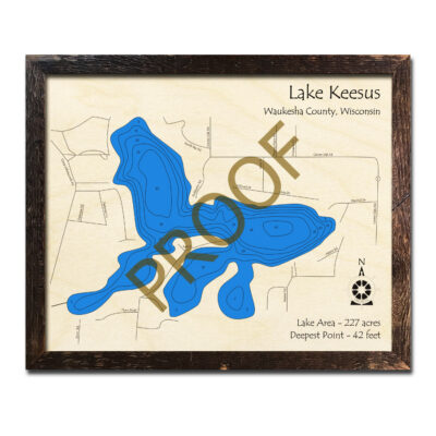 Lake Keesus, WI Wood Map | 3D Nautical Wood Charts