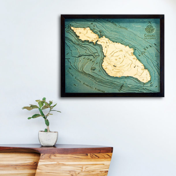 Catalina Island, California 3D Wood Map, Nautical Chart, 16" x 20"