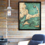Cape Cod, Massachusetts 3D Nautical Wood Map, 24.5" x 31"