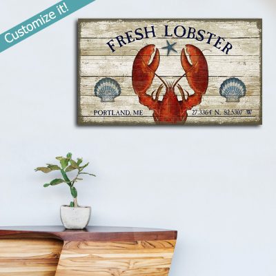 Personalized Lobster Vintage Sign | Maine Lobster Sign | Nautical Decor ...