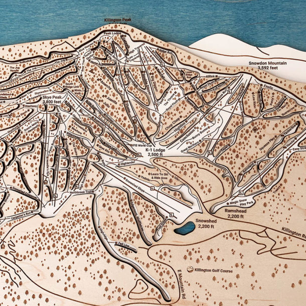 Killington Mountain 3D Ski Trail Map Art | Wooden Ski Map - Skiing Decor