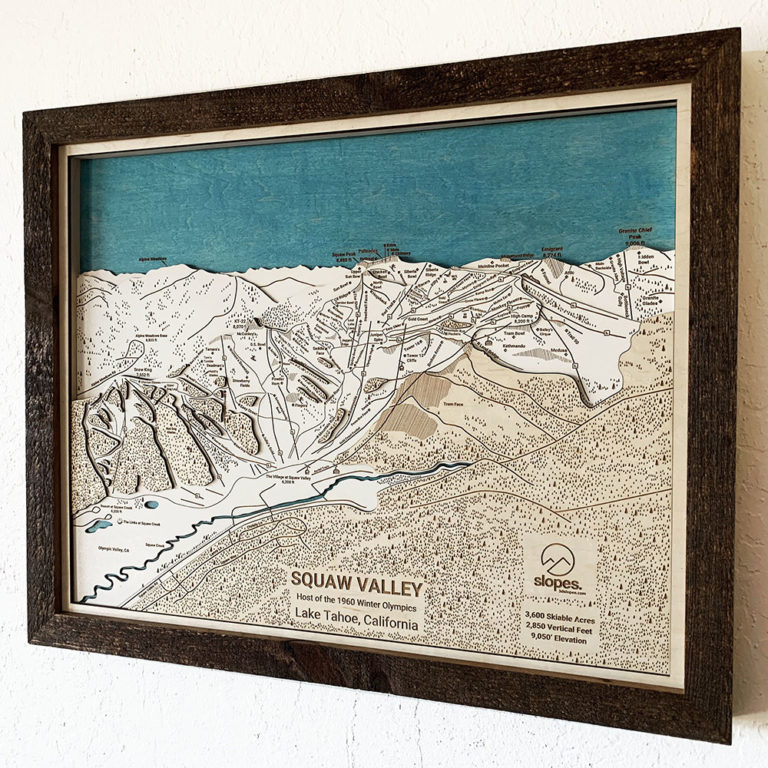 Squaw Valley Palisades Tahoe 3D Ski Trail Map Art | Wooden Ski Map ...