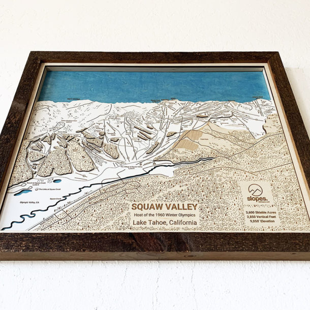 Squaw Valley Palisades Tahoe 3D Ski Trail Map Art | Wooden Ski Map ...