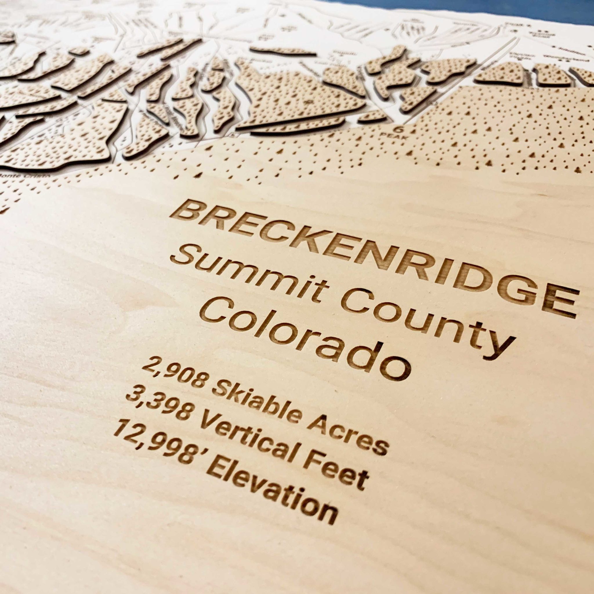 Breckenridge 3D Ski Trail Map Art | Wooden Ski Map - Skiing Decor