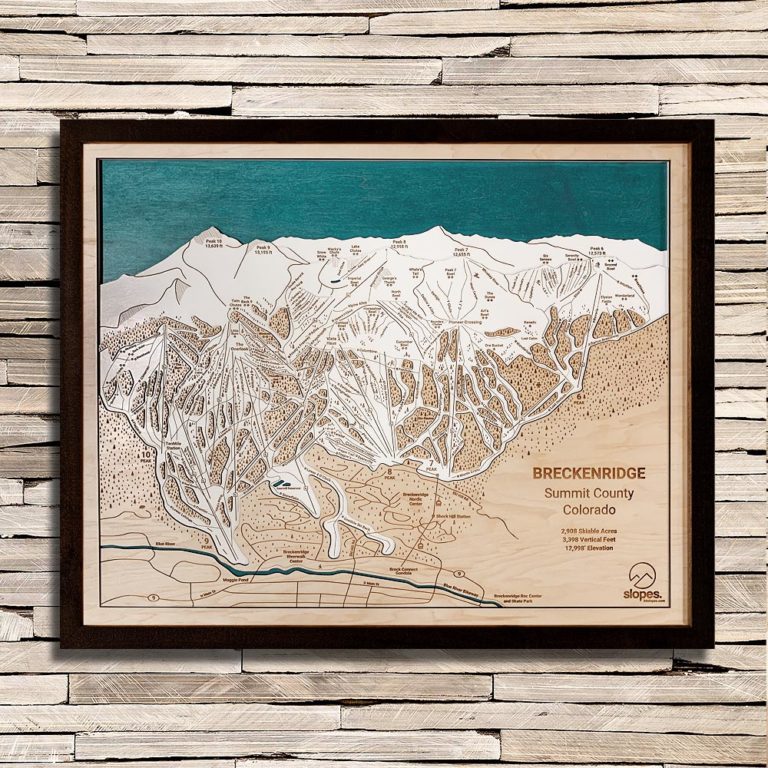 Breckenridge 3D Ski Trail Map Art | Wooden Ski Map - Skiing Decor